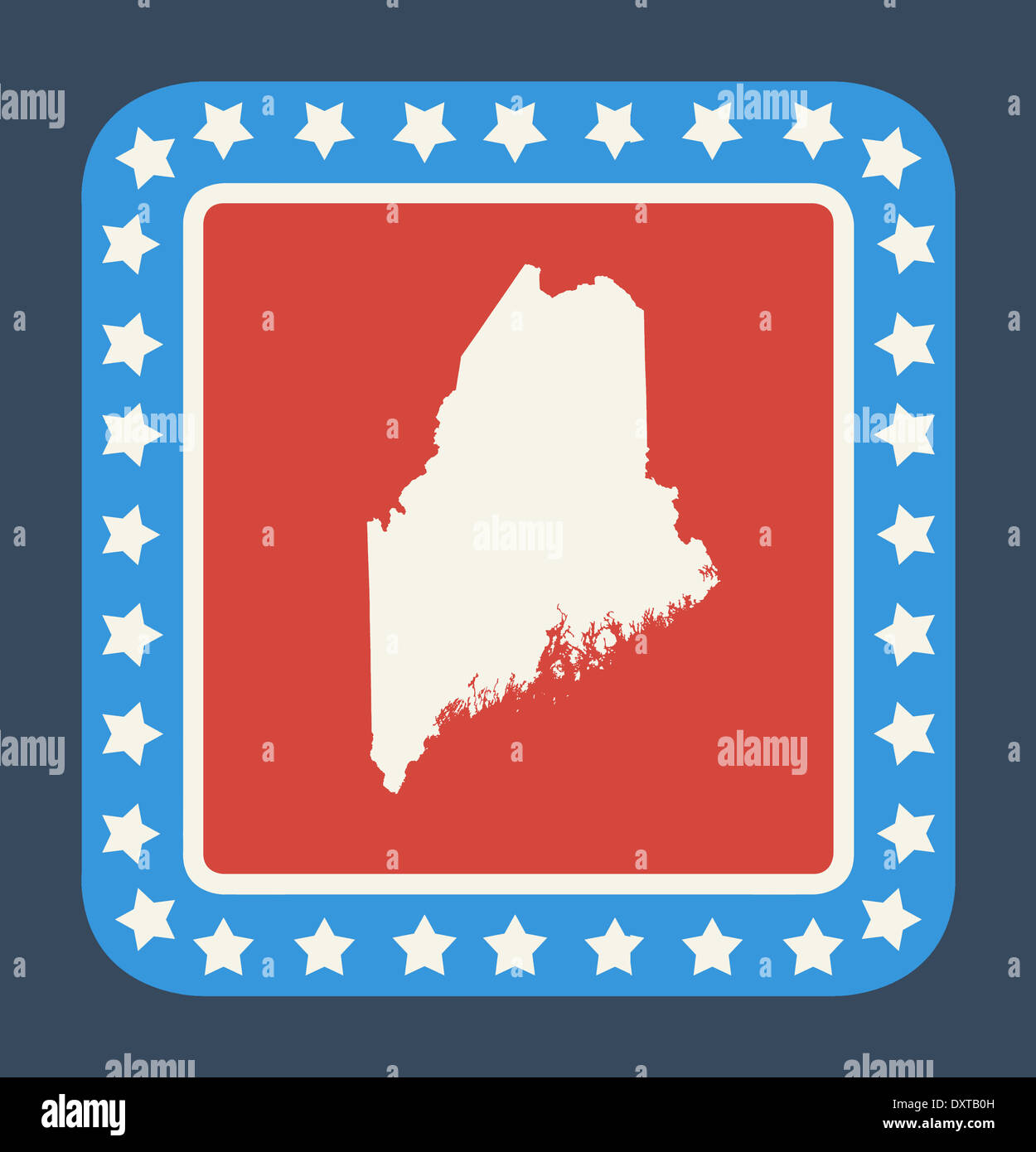 Maine state button on American flag in flat web design style, isolated ...