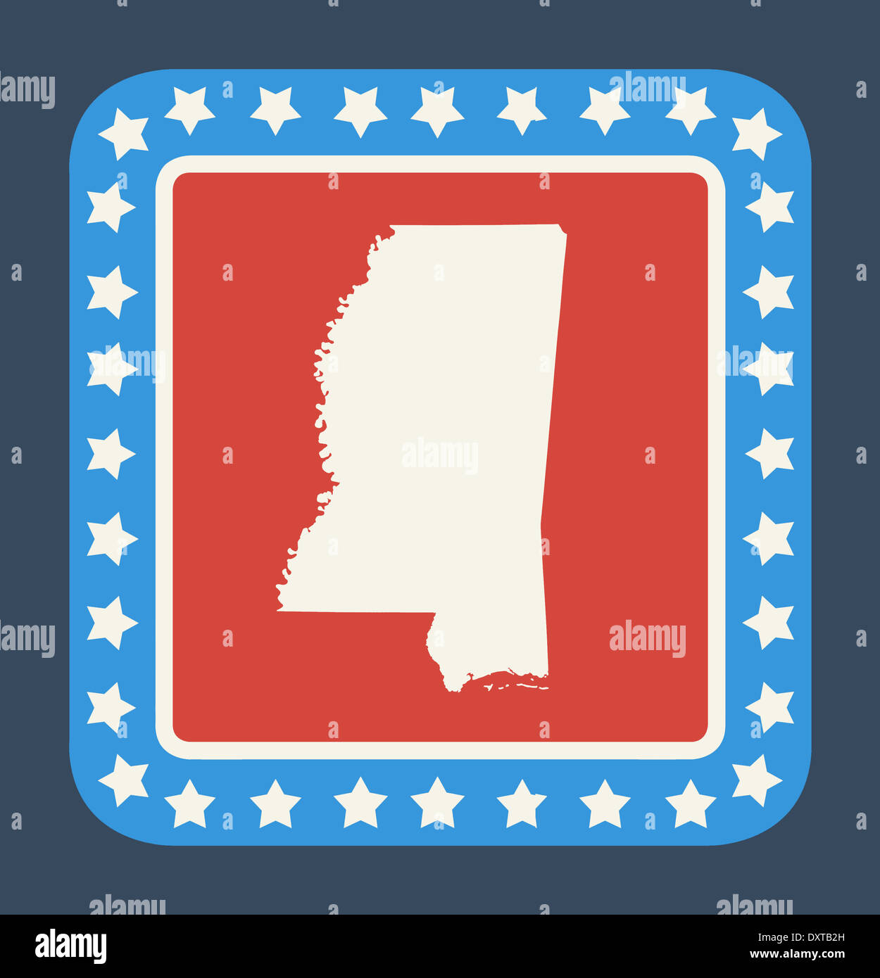Mississippi state button on American flag in flat web design style ...
