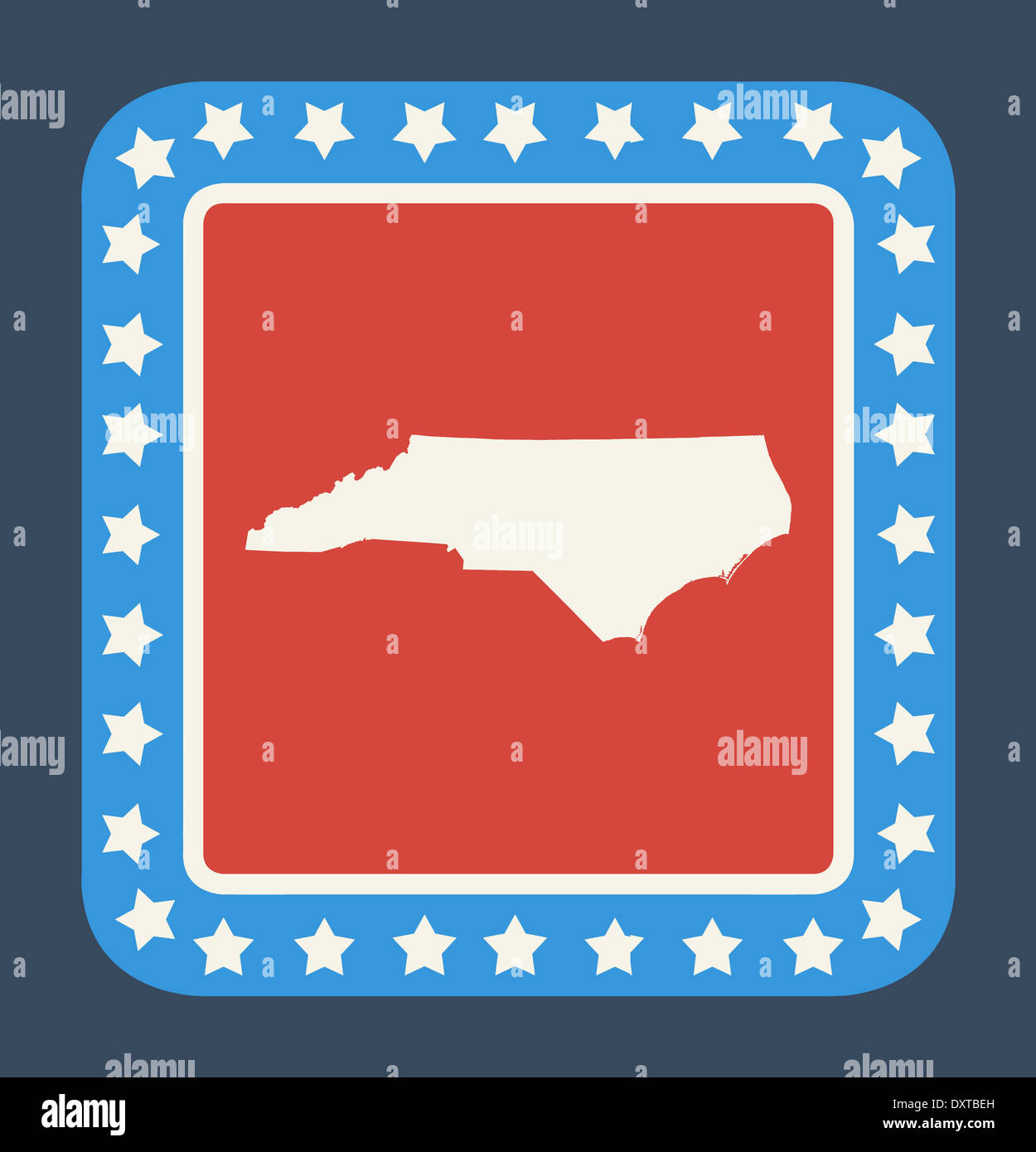 North Carolina state button on American flag in flat web design style ...