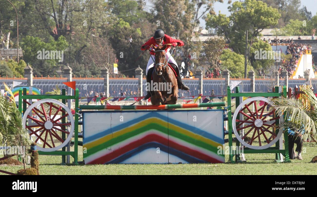Kathmandu, Nepal. 30th Mar, 2014. A Nepal army cavalry displays horse ...