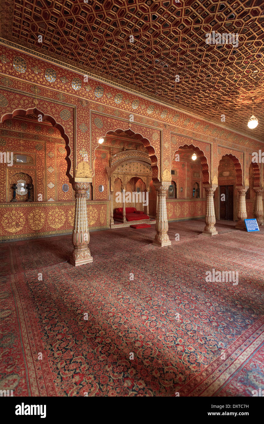 India, Rajasthan, Bikaner, Junagahr Fort, Anup Mahal Hall Stock Photo ...