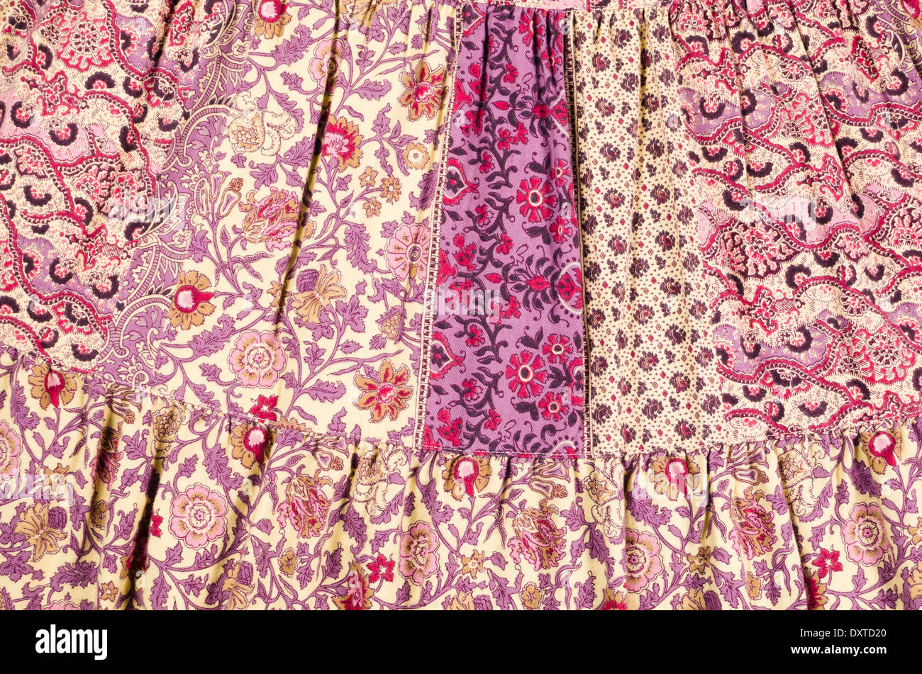 Handcrafted cotton skirt fabric with a complex pattern Stock Photo - Alamy