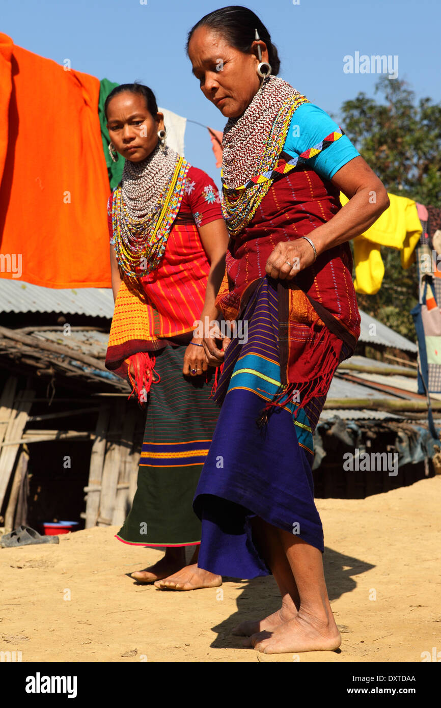 Women of the Tripura tribe dancing in their village in the Bandarban ...