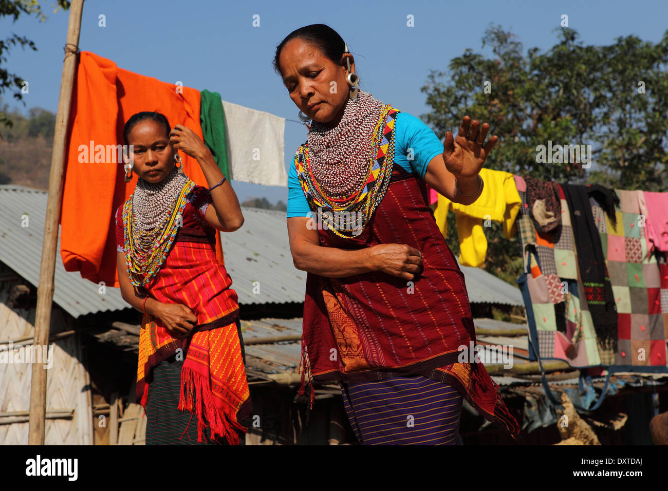 Women of the Tripura tribe dancing in their village in the Bandarban ...