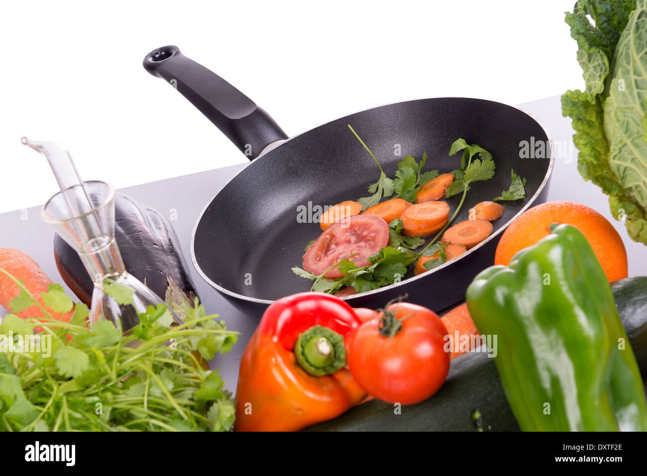 Detail of pan with vegetables Stock Photo - Alamy