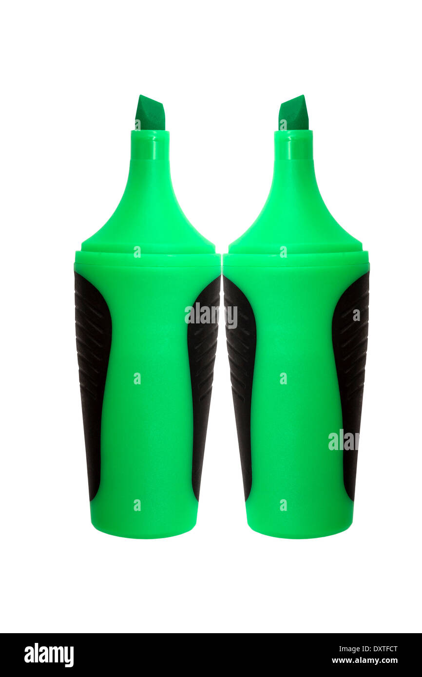 Green highlighter isolated on white background Stock Photo - Alamy
