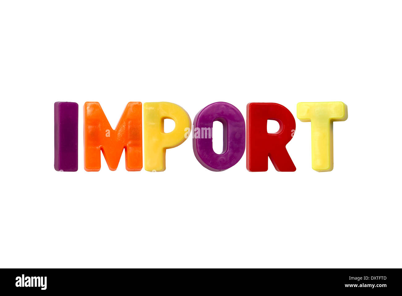 Letter magnets IMPORT isolated on white Stock Photo - Alamy