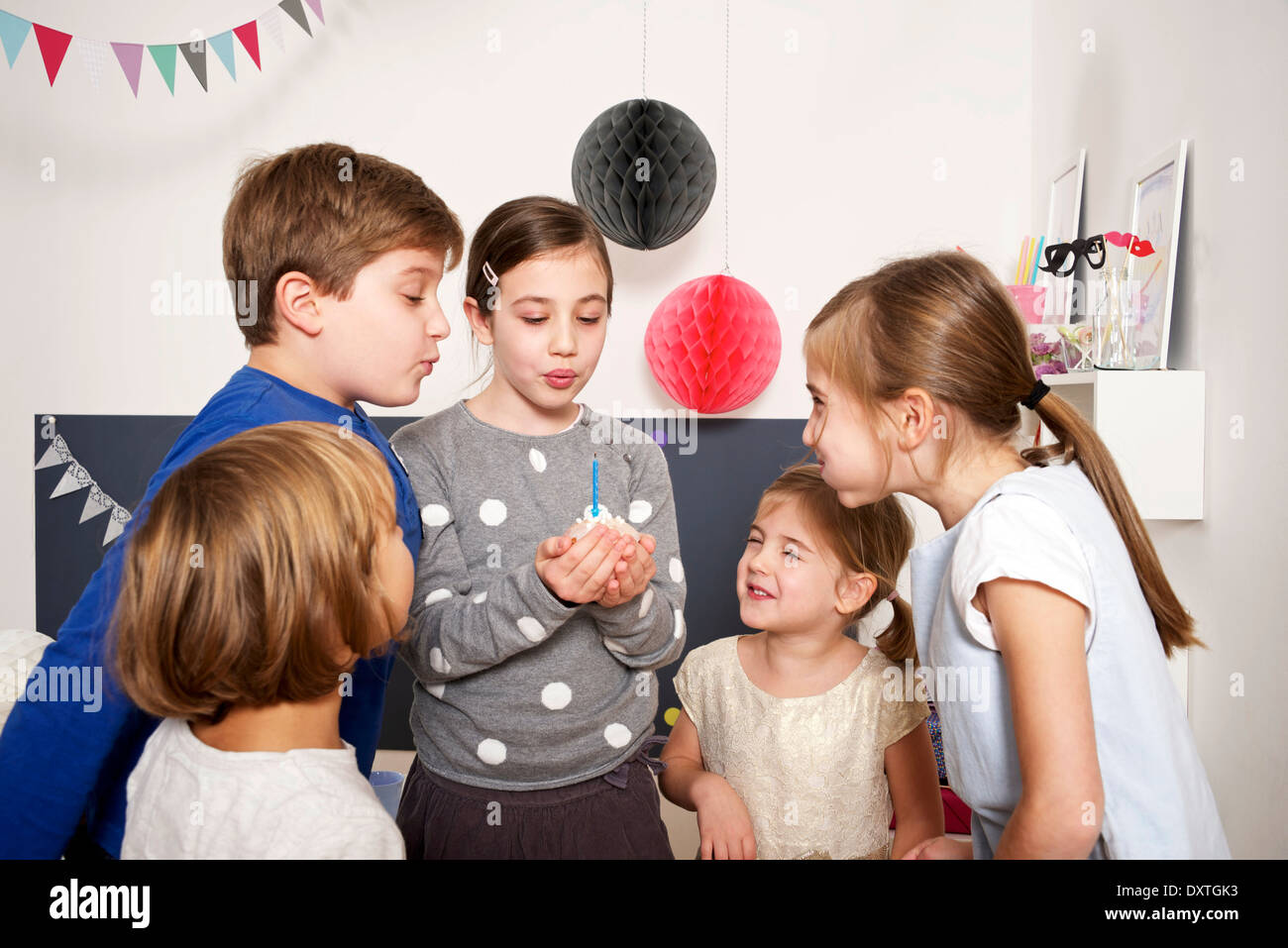 Children on birthday party having fun, Munich, Bavaria, Germany Stock ...