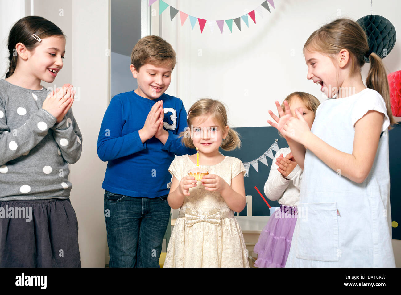 Children on birthday party having fun, Munich, Bavaria, Germany Stock ...