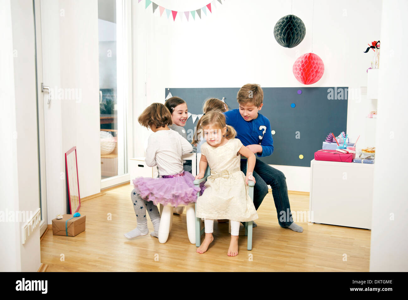 Children on birthday party having fun, Munich, Bavaria, Germany Stock ...
