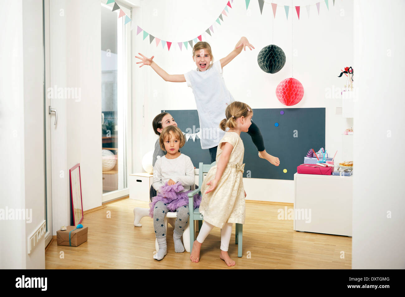Children on birthday party having fun, Munich, Bavaria, Germany Stock ...
