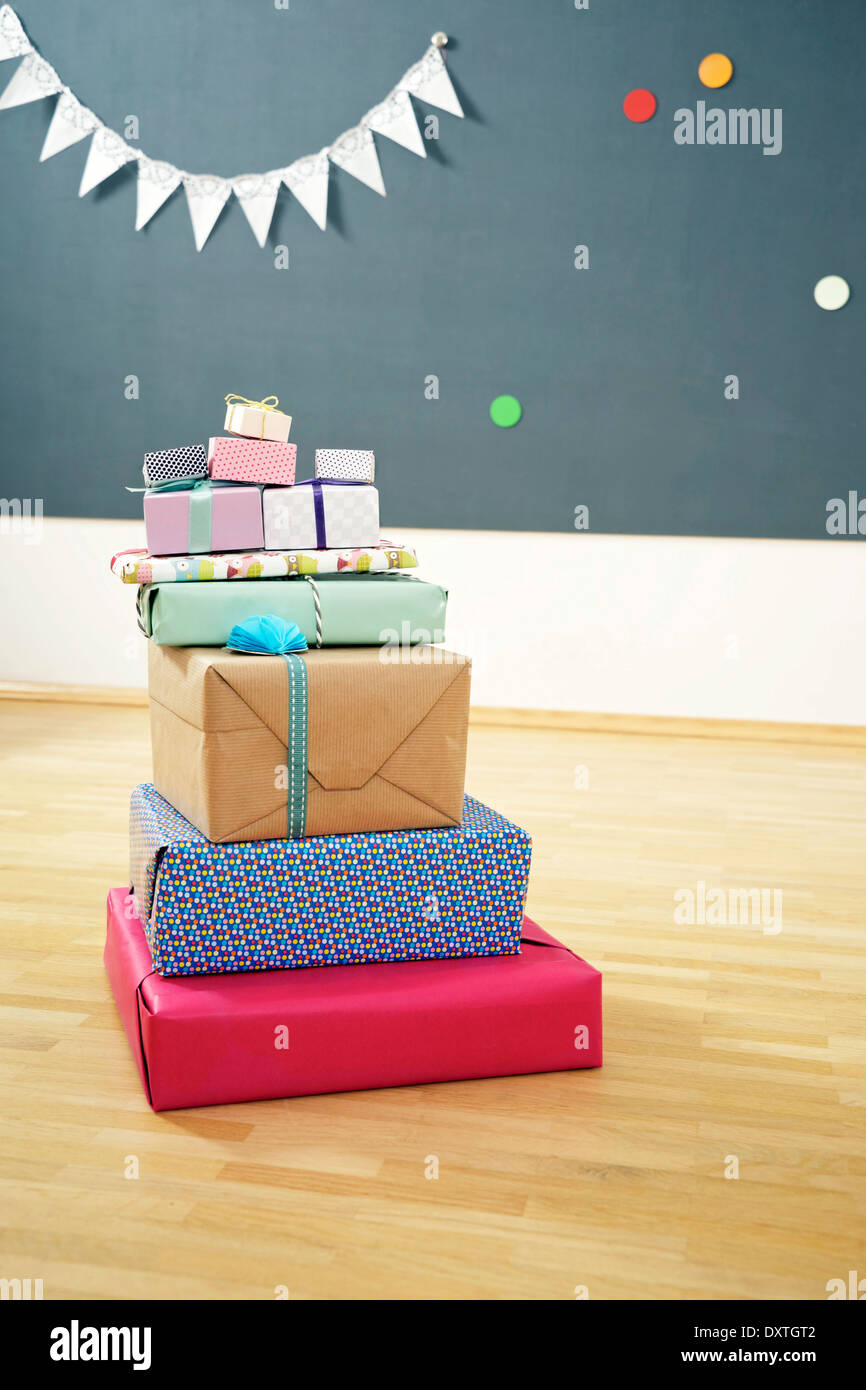 Stack of gift boxes at Birthday party, Munich, Bavaria, Germany Stock ...