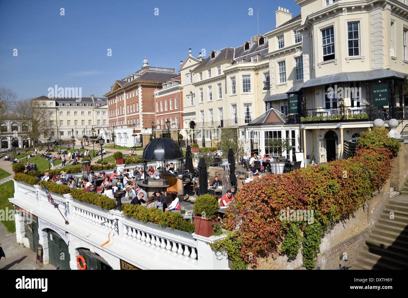 People enjoying spring sunshine on the River Thames in Richmond on ...