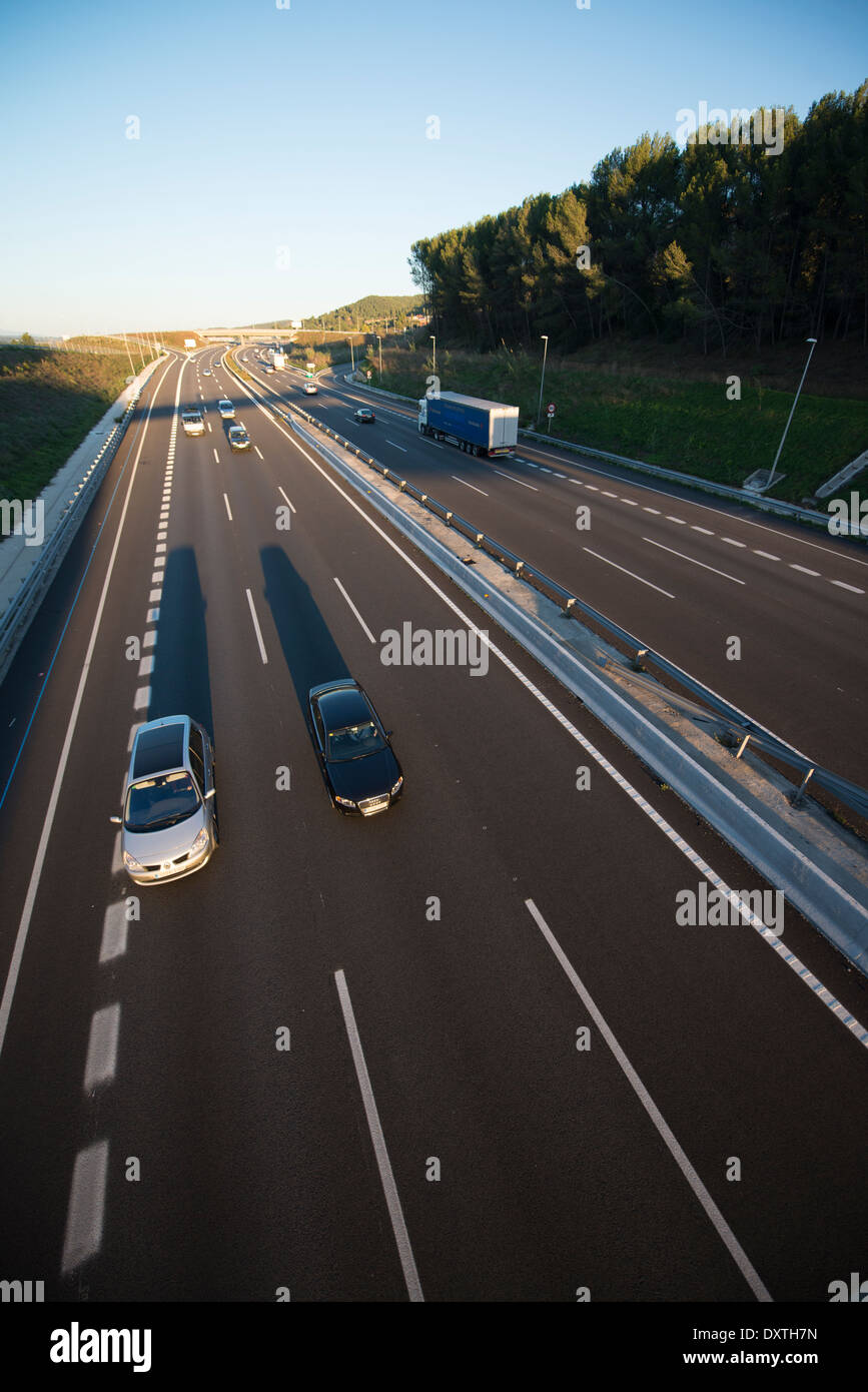 Highway viewed from above bridge, Gelida, Spain Stock Photo - Alamy