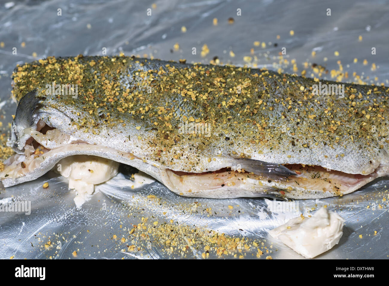 In Polish cuisine, on the Polish table. Trout from family fish ...
