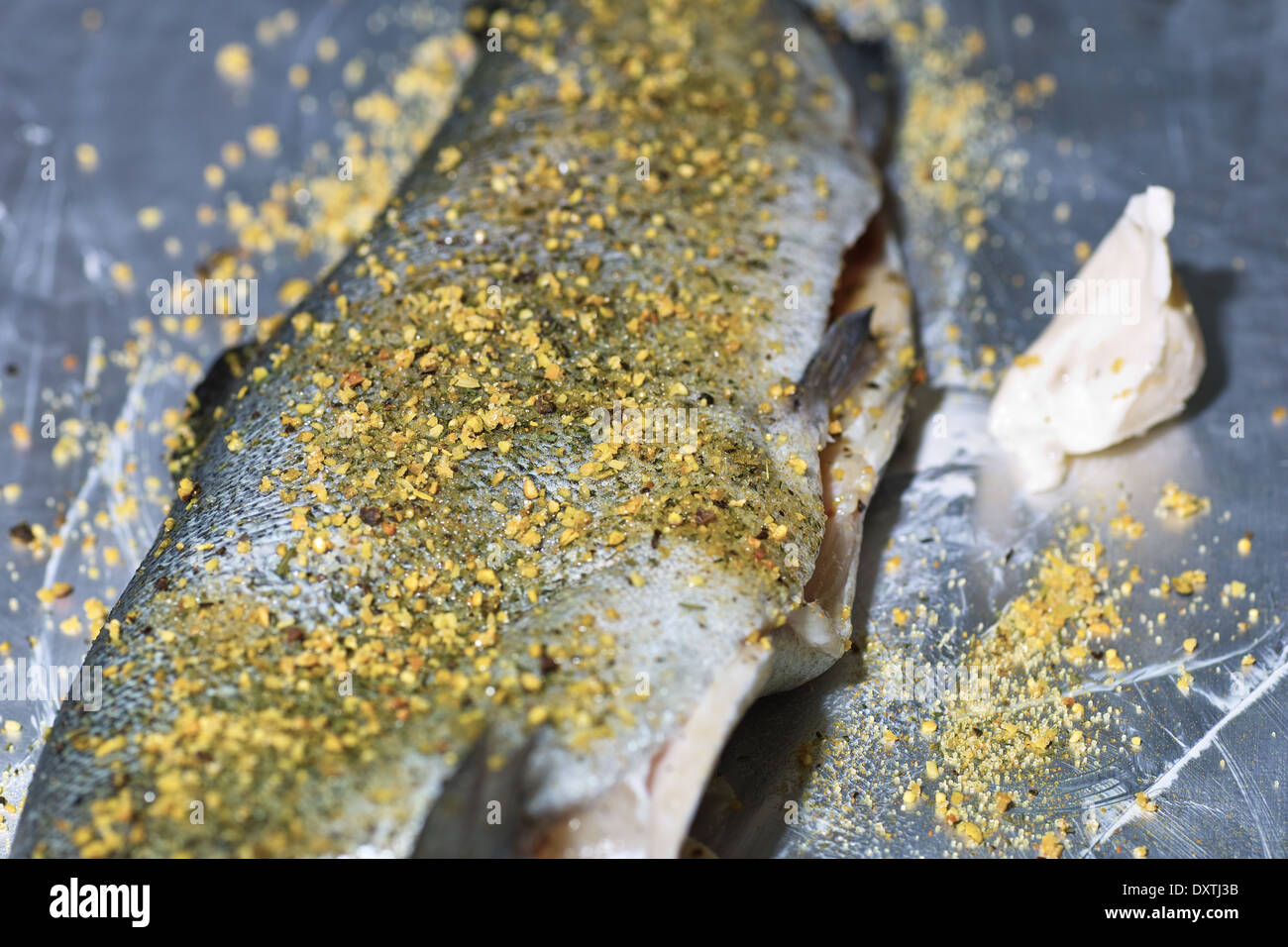 In Polish cuisine, on the Polish table. Trout from family fish ...