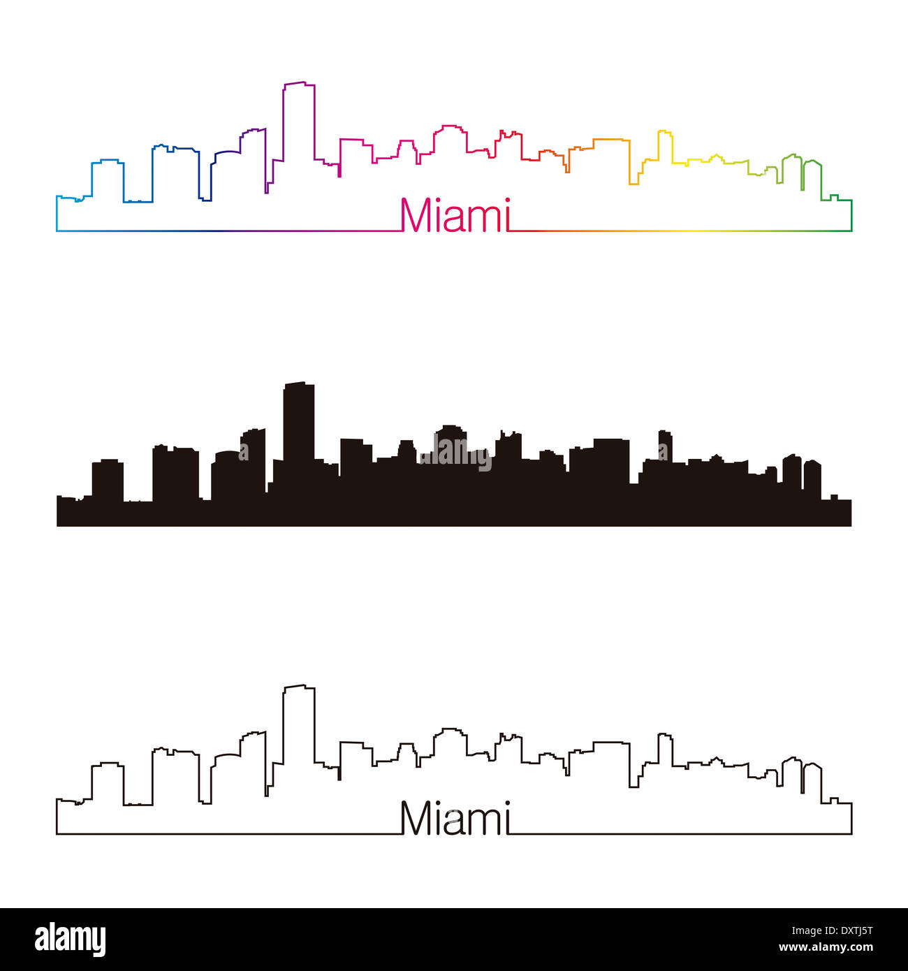 Miami skyline linear style Stock Photo - Alamy