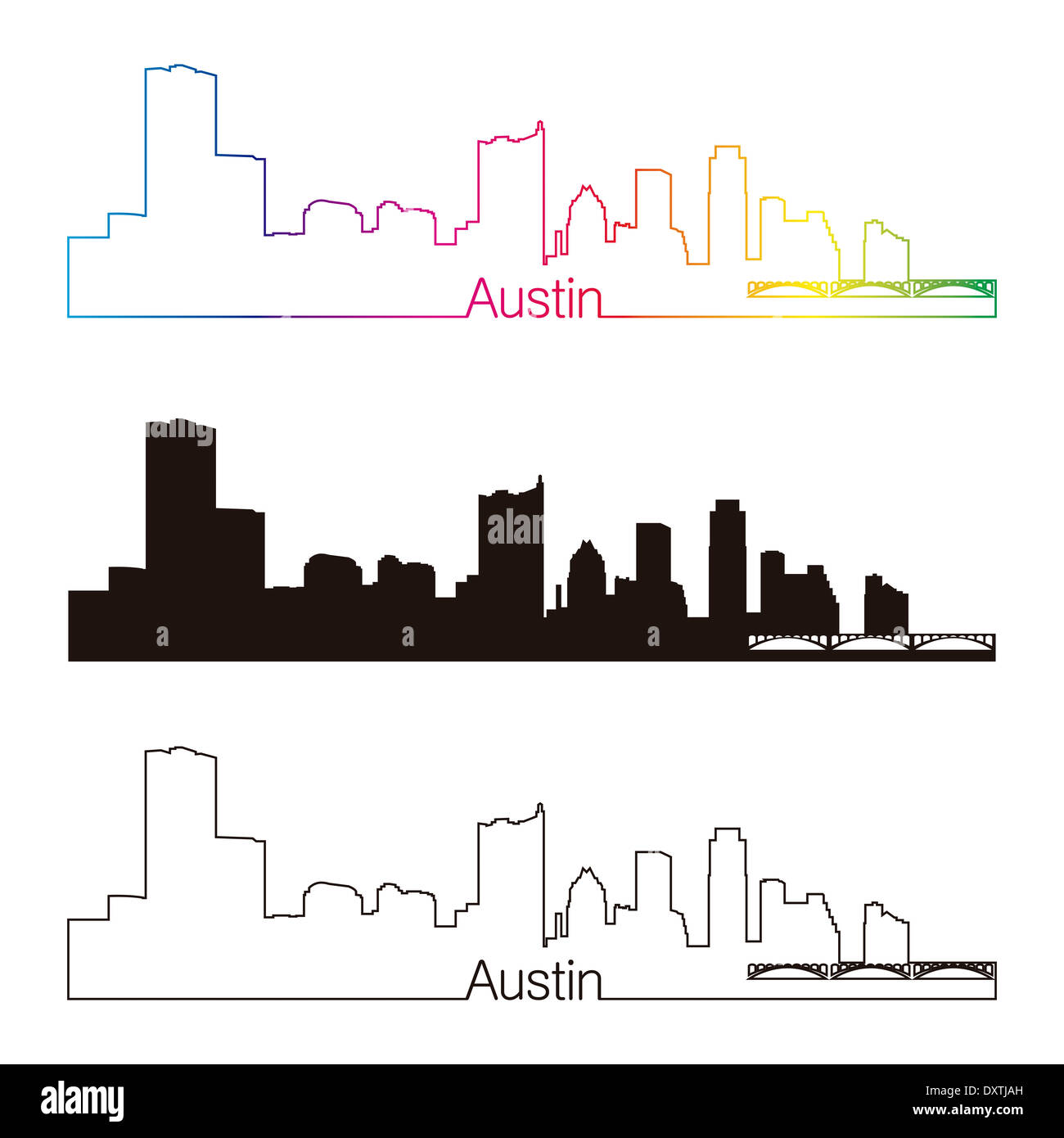 Austin skyline linear style Stock Photo - Alamy