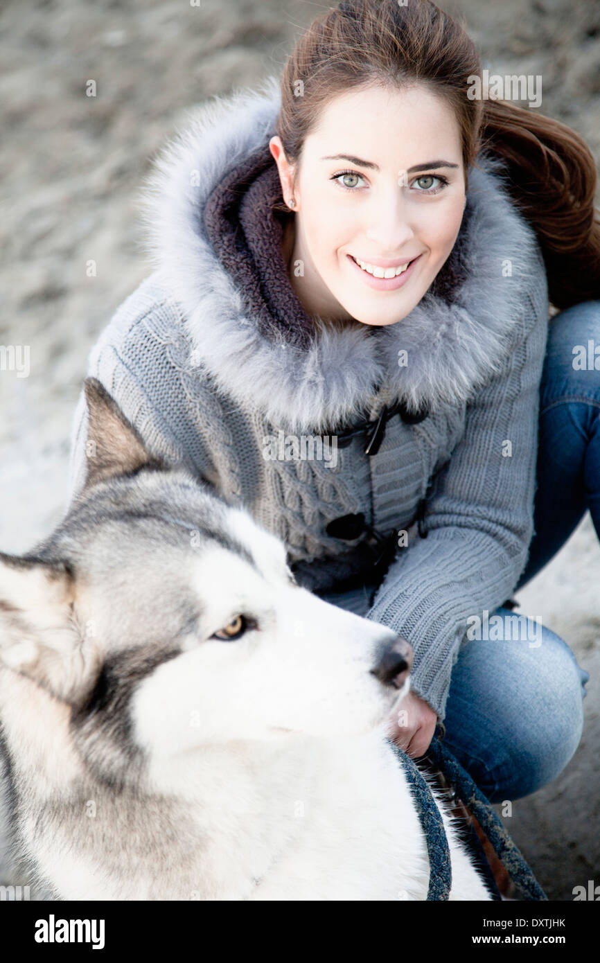 Woman with Husky, Portrait, Croatia Stock Photo - Alamy