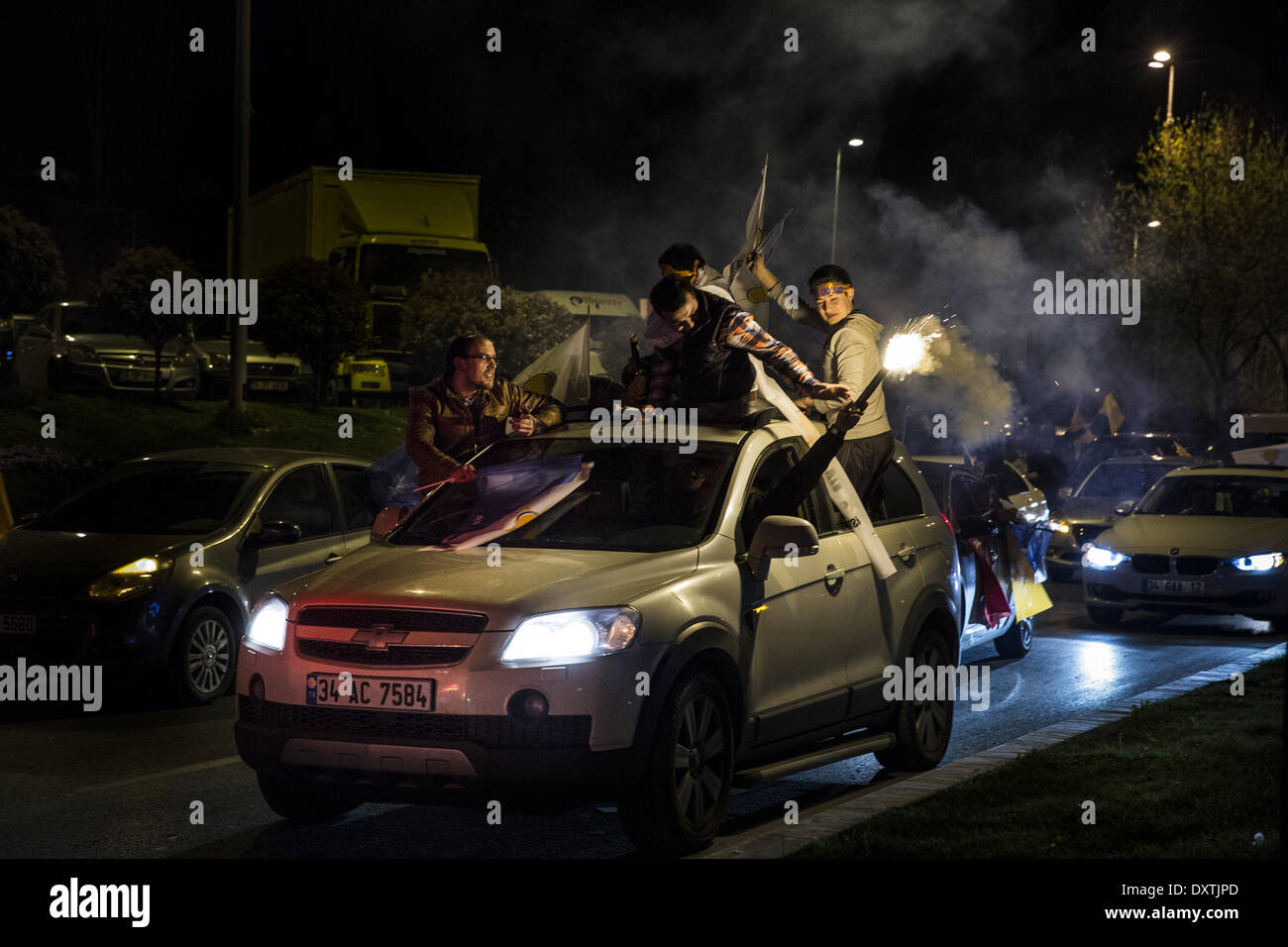 Istanbul, Turkey. 30th Mar, 2014. AKP supporters rally at the party ...