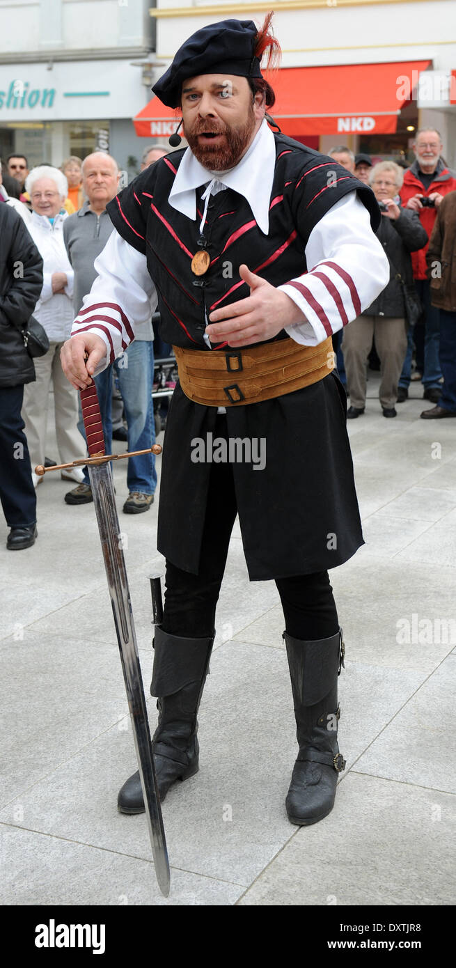 Verden, Germany. 31st Mar, 2014. Actor Bernd Maas dressed as pirate ...