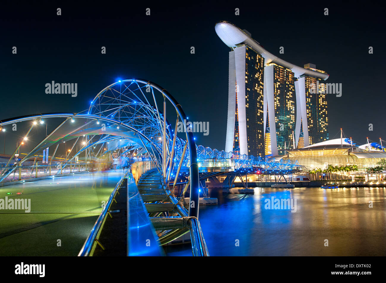 The Helix Bridge and Marina Bay Sands in Singapore Stock Photo - Alamy