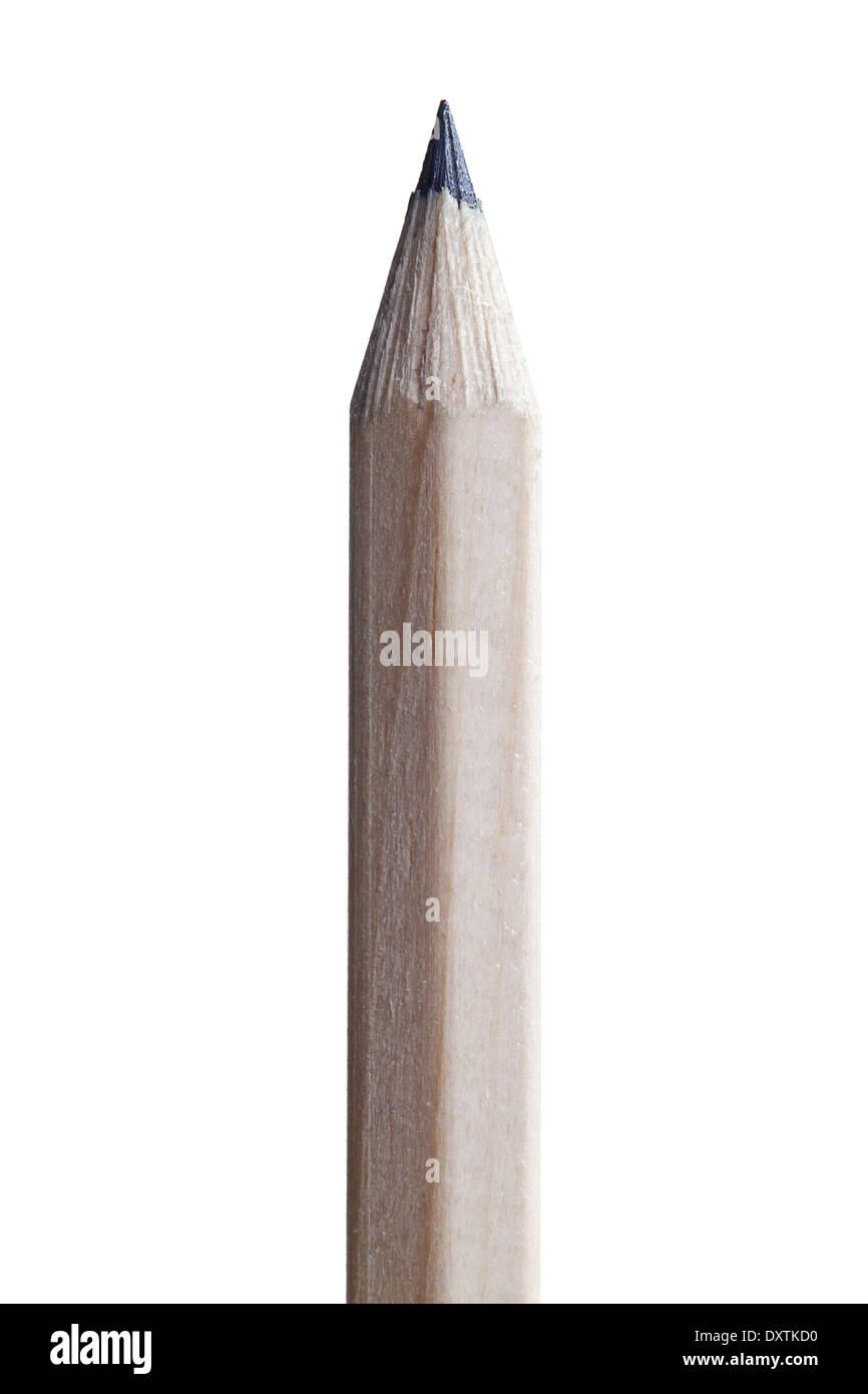 close up view of one sharpened blank graphite wooden pencil isolated on ...