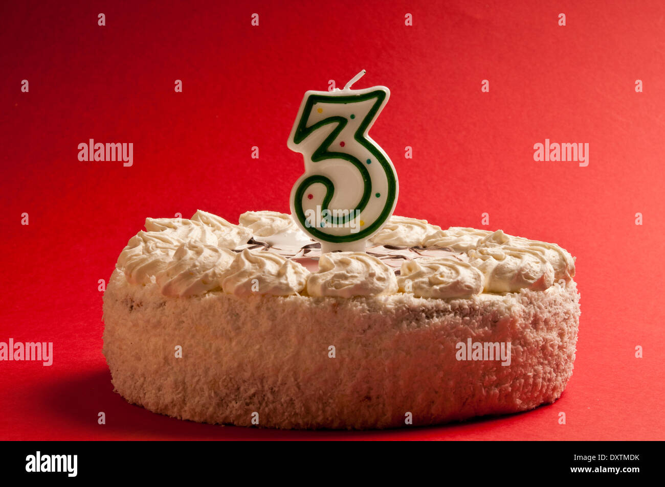 birthday cake with candle number - 3 year Stock Photo - Alamy