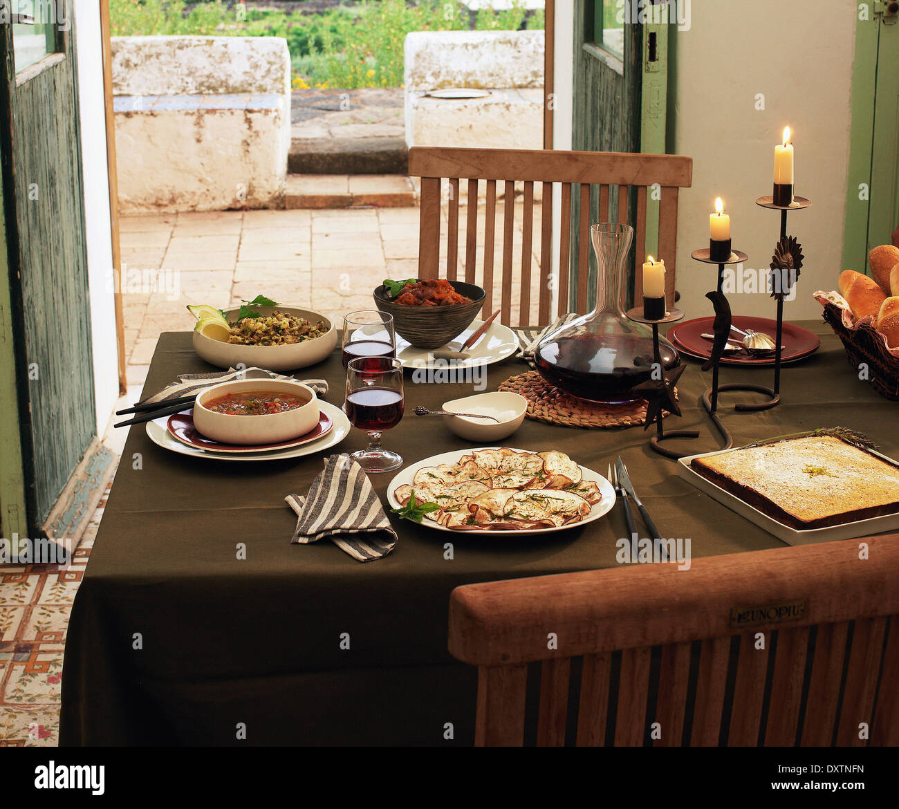 Table for two indoors Stock Photo - Alamy