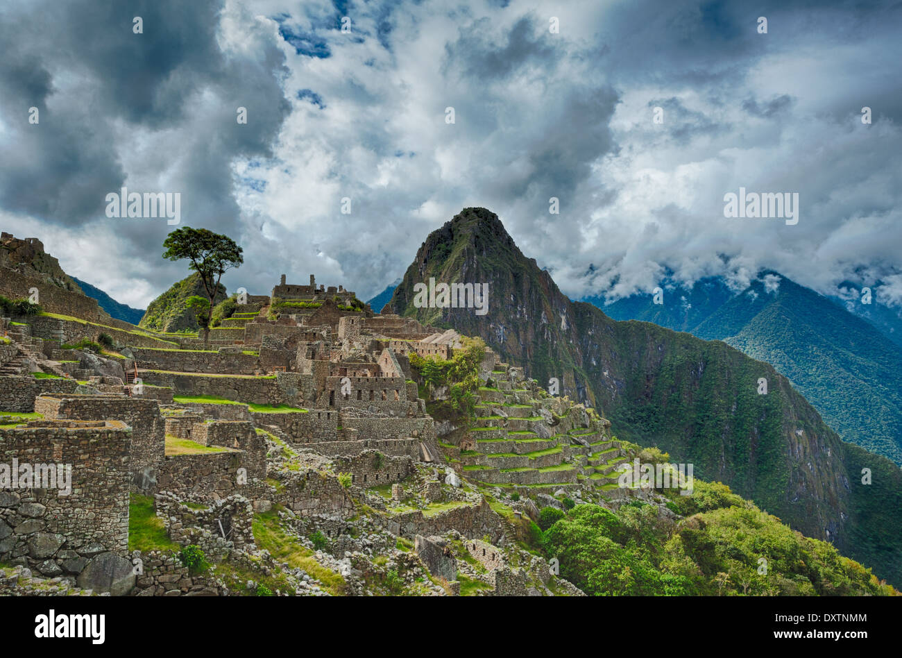 Machu Picchu beautiful panorama overview above the world heritage site ...