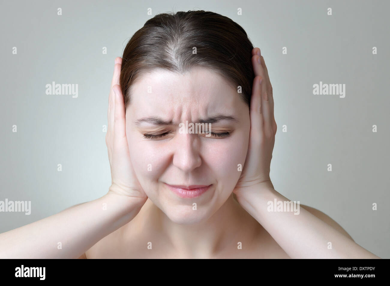 Woman noise pollution hi-res stock photography and images - Alamy