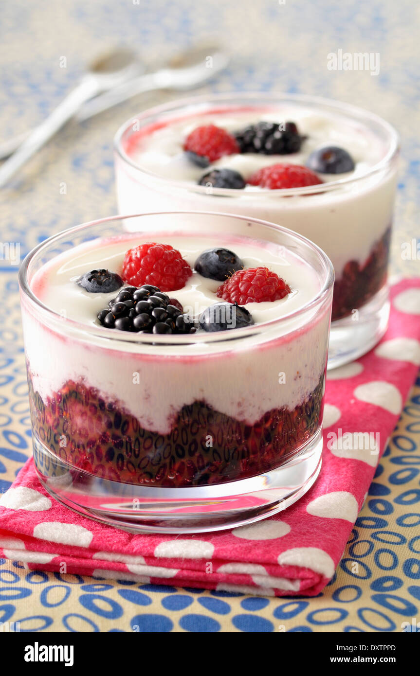 Fromage blanc with summer fruit Stock Photo - Alamy