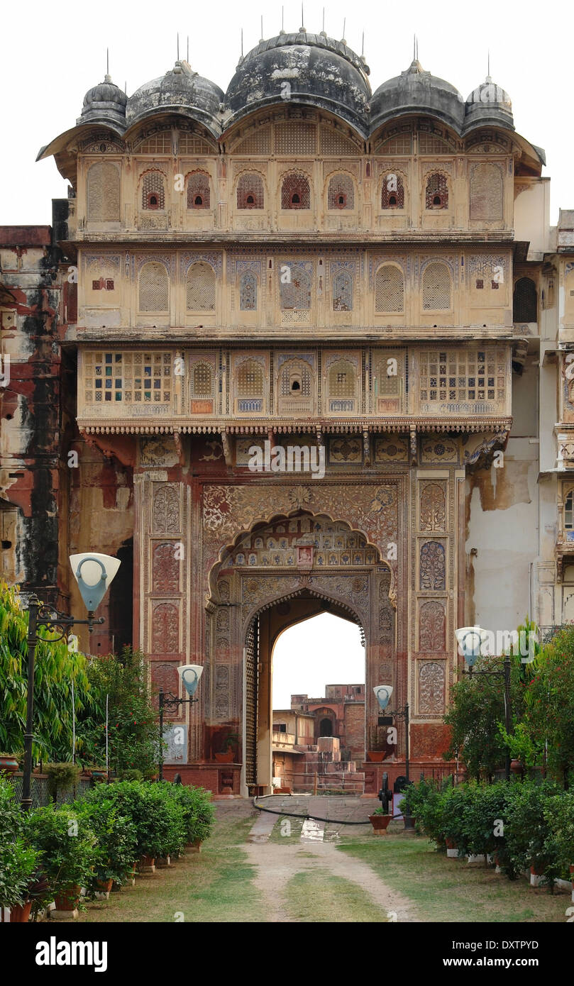 scenery around the City Palace in Karauli, a city in Rajasthan, India ...