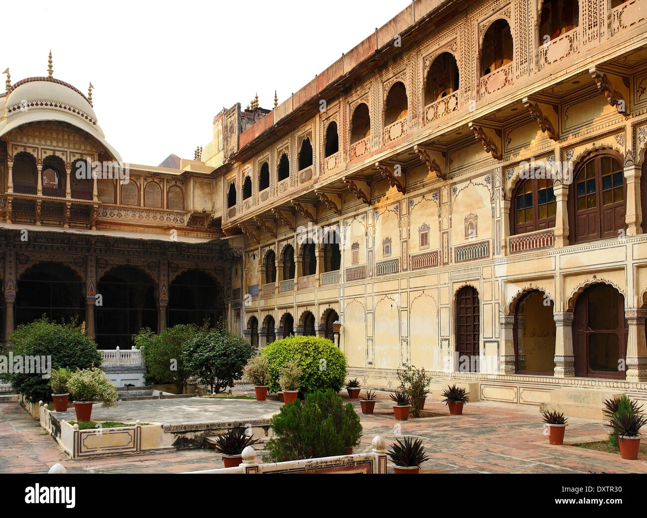 scenery around the City Palace in Karauli, a city in Rajasthan, India ...