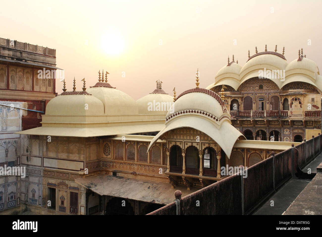 scenery around the City Palace in Karauli, a city in Rajasthan, India ...