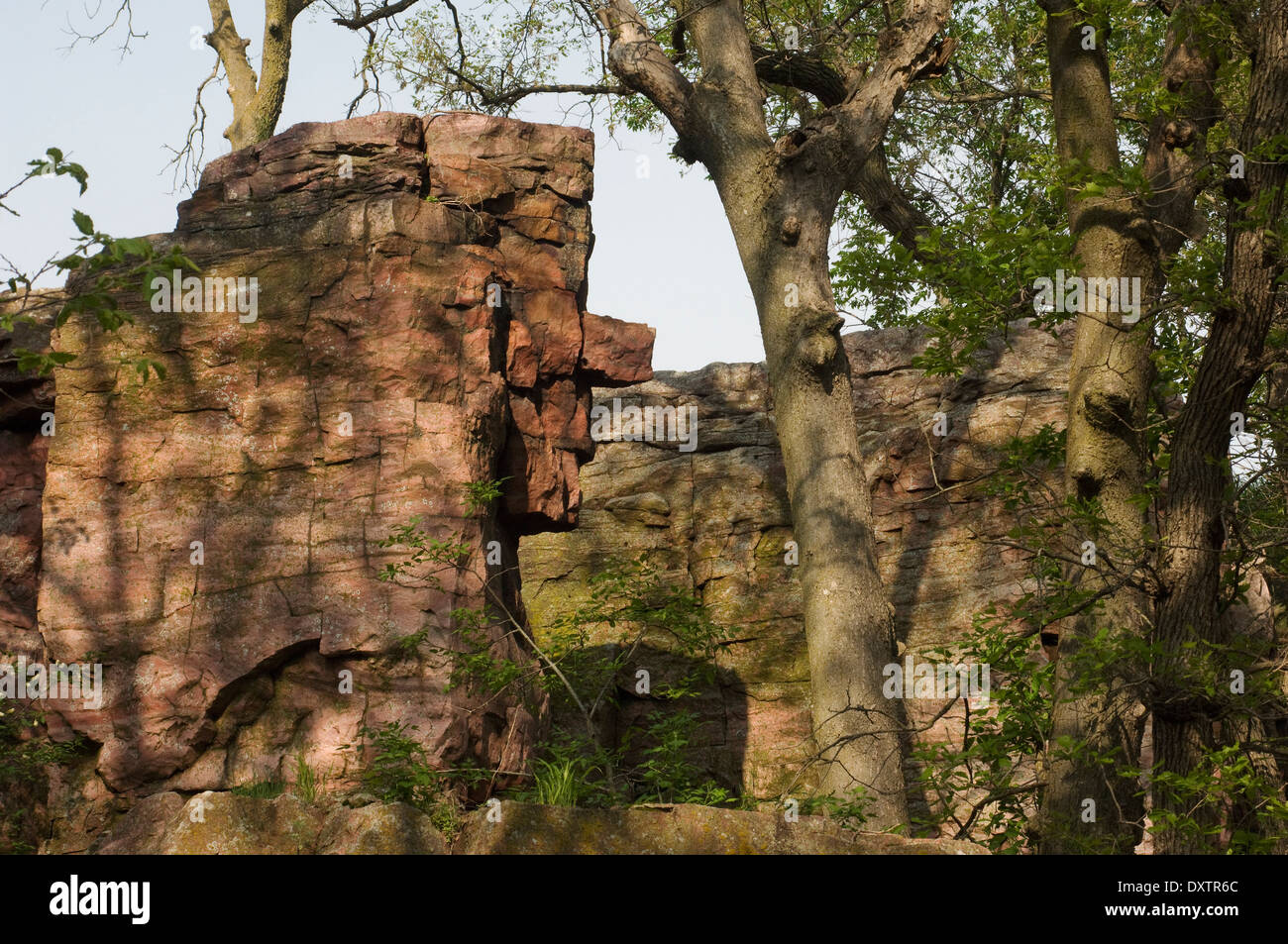 Old Stone Face, a quartzite formation at Pipestone National Monument ...