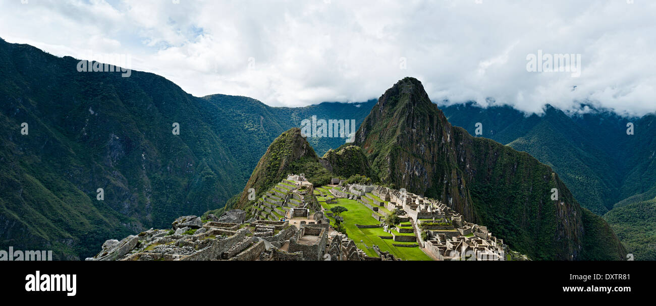 Machu Picchu beautiful panorama overview above the world heritage site ...