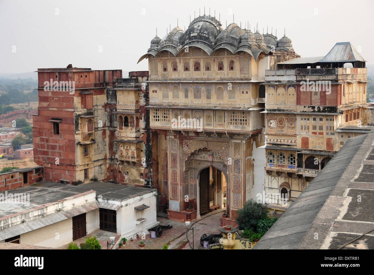 scenery around the City Palace in Karauli, a city in Rajasthan, India ...