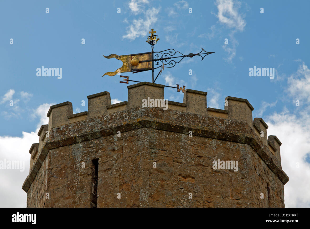 Close-up of banner type weather vane on the Gothic dovecote at Wroxton ...