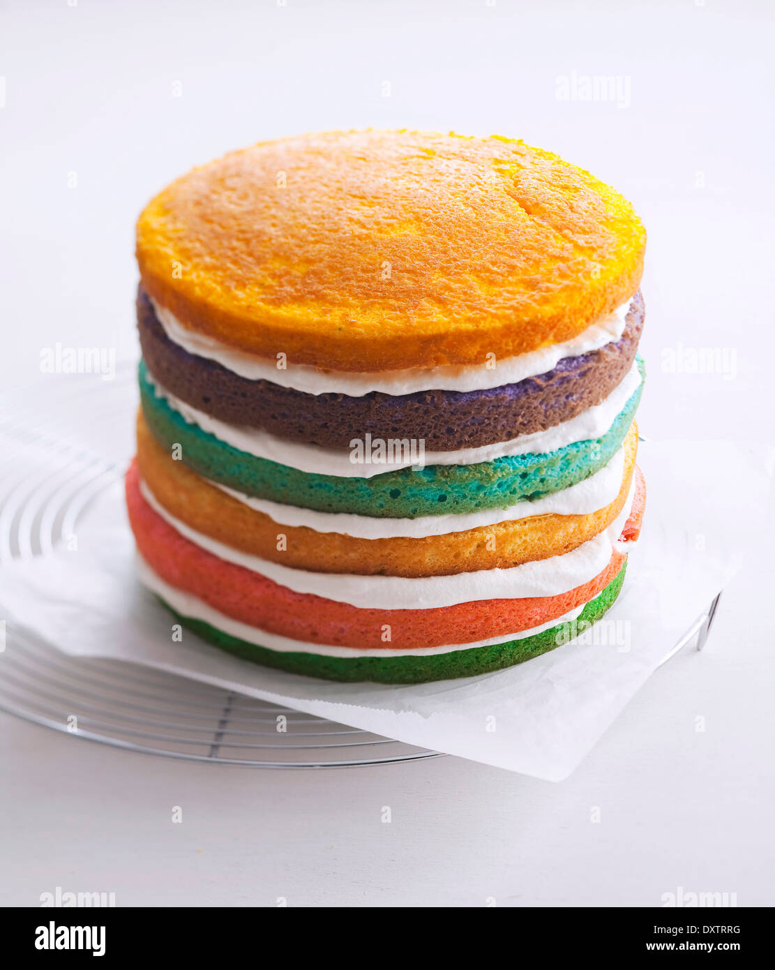Layered sponge and cream cake Stock Photo - Alamy
