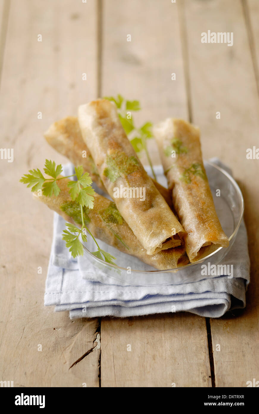 Beef and parsley cigars Stock Photo - Alamy