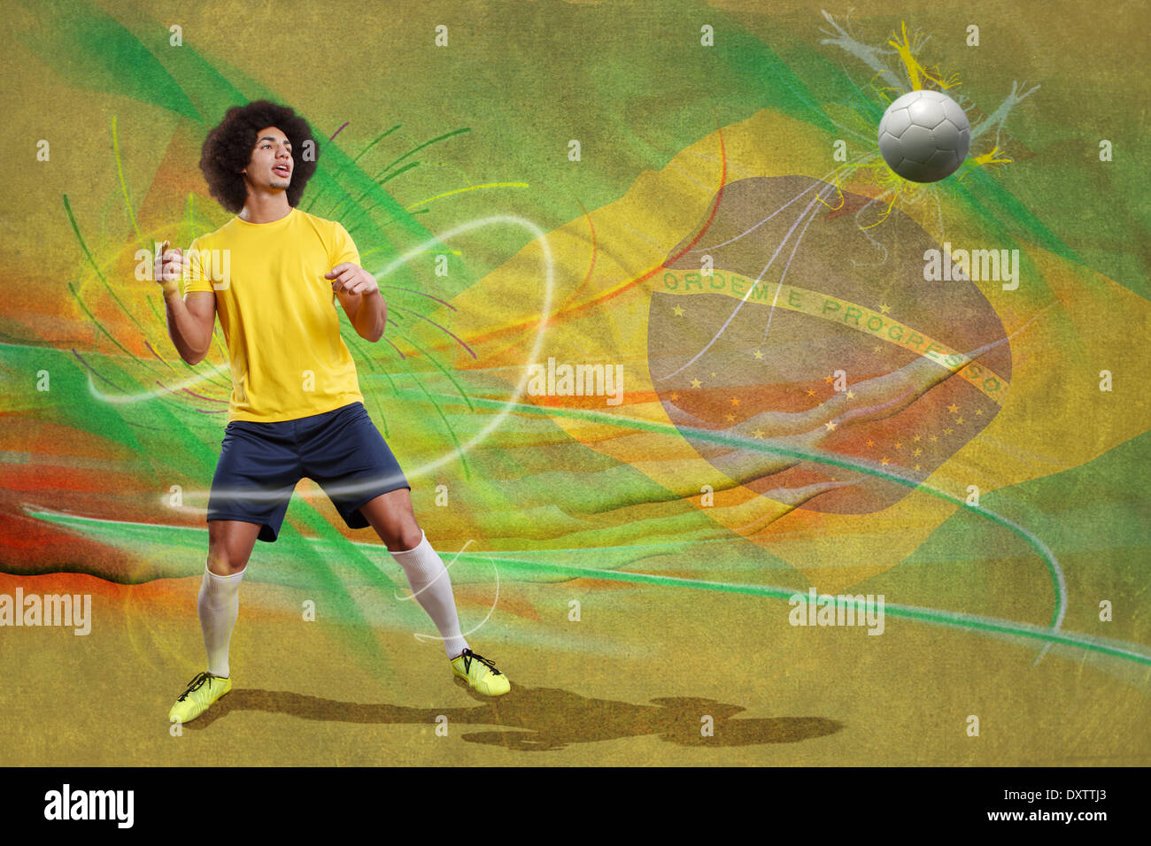 soccer or football player on the field. Picture with filter and texture ...