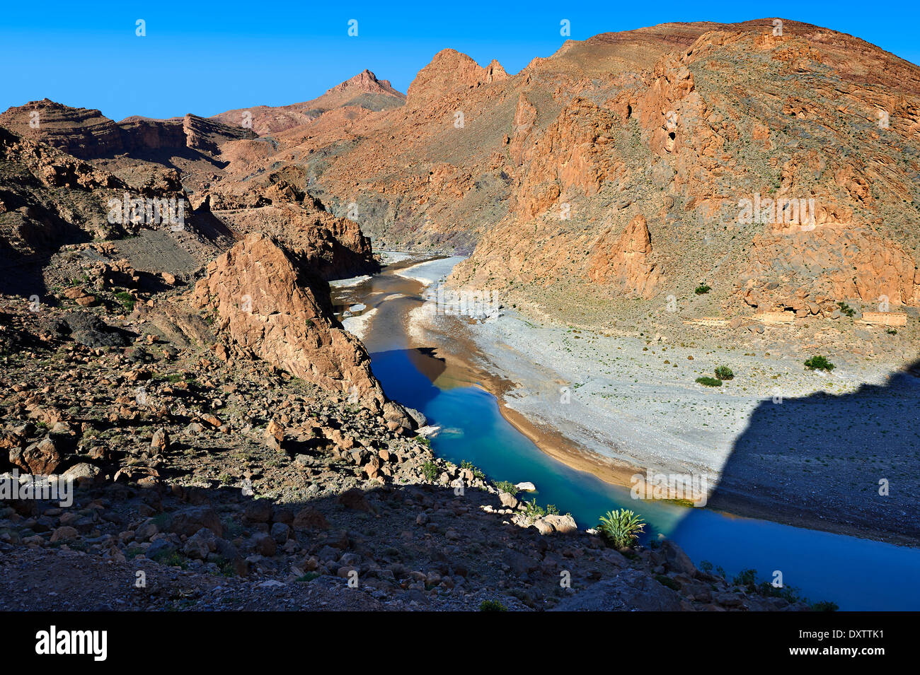 The river Ziz cutting its way through a Gorge in the Atlas Mountains ...