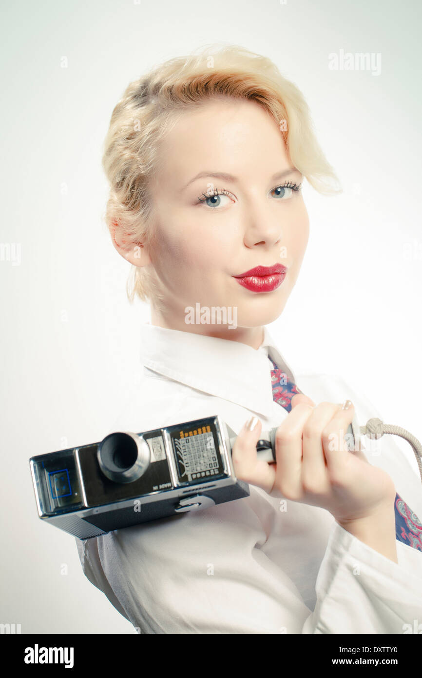 Beautiful young woman filming hi-res stock photography and images - Alamy