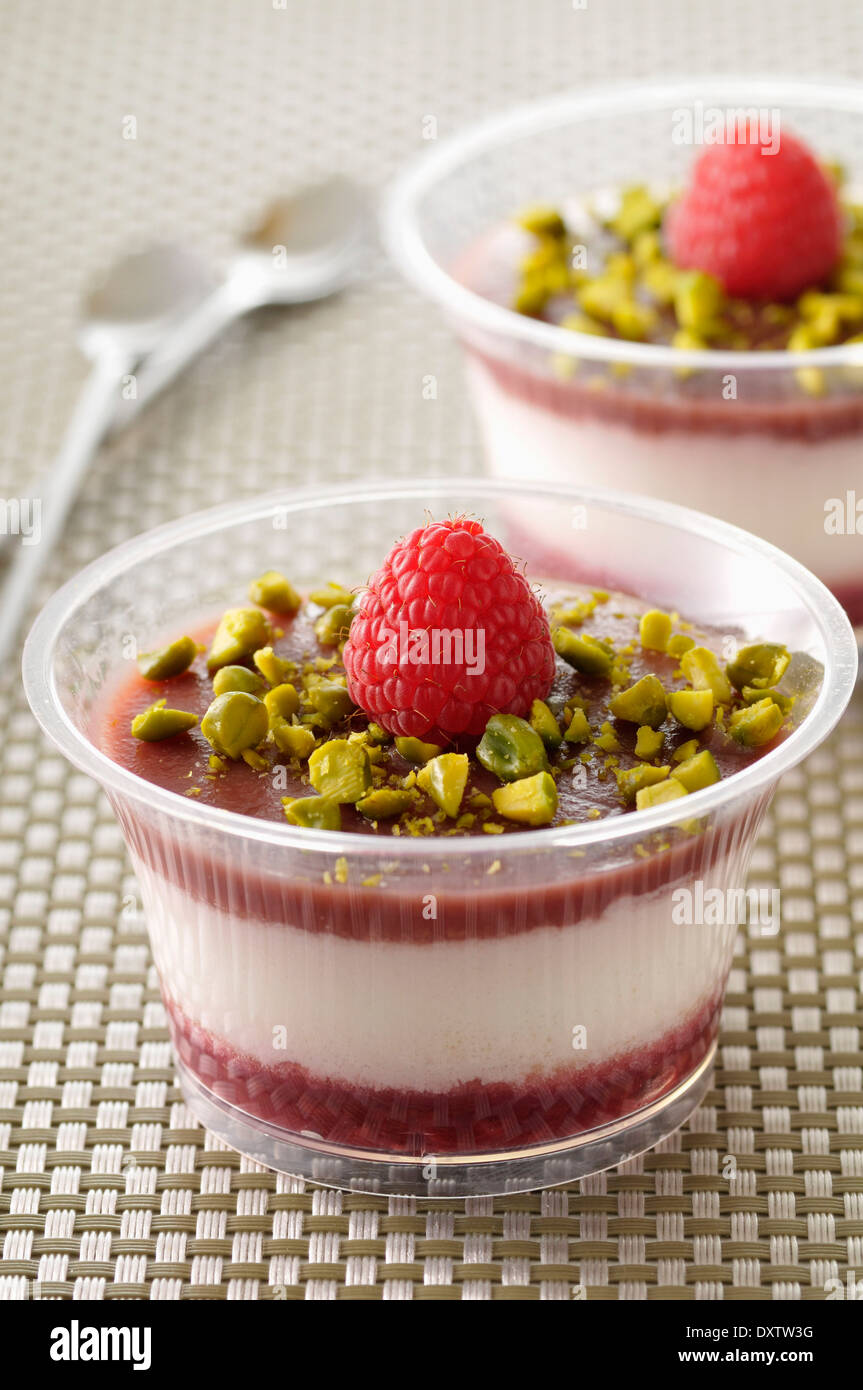 Raspberry and pistachio tiramisu Stock Photo - Alamy