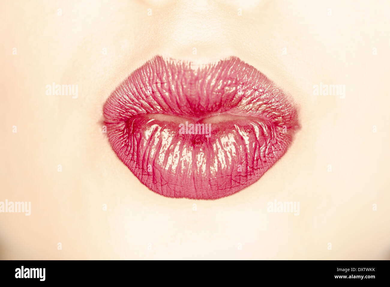 Woman, puckering lips, close-up Stock Photo - Alamy