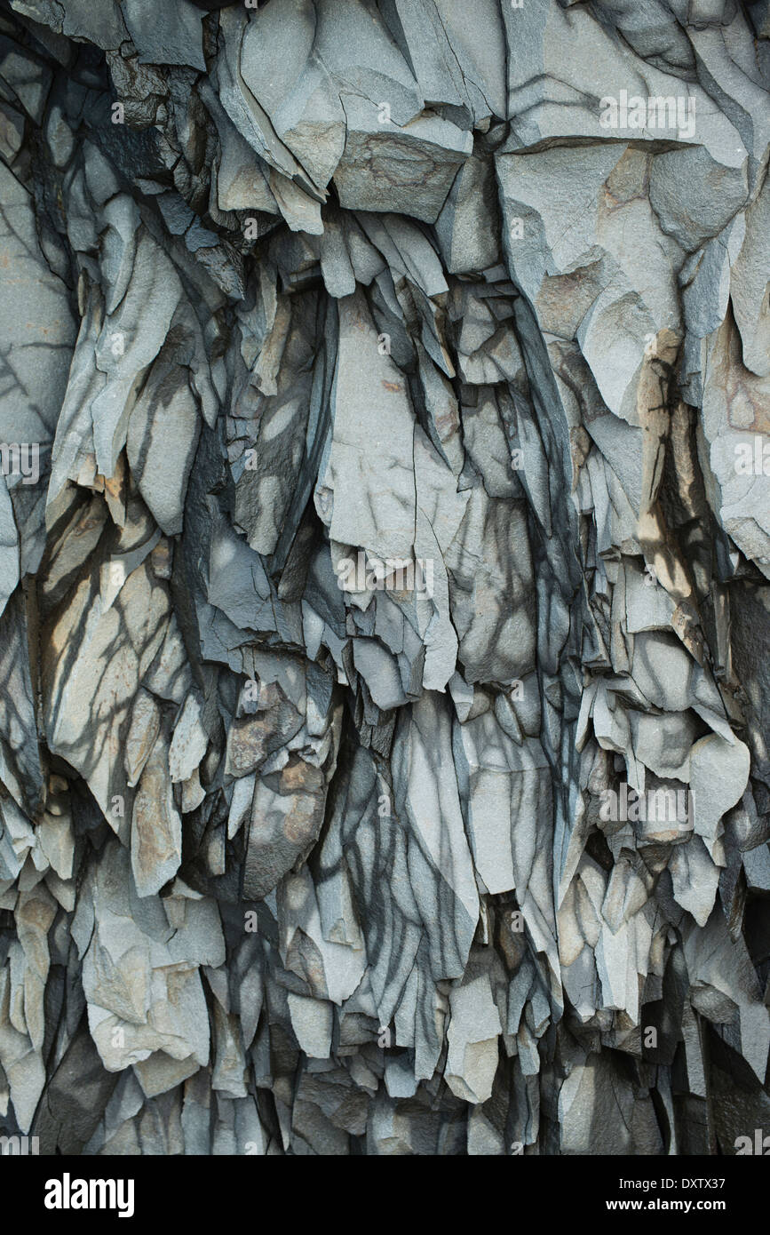 Basaltic lava flow solidified forming columns in the beaches of Vik ...