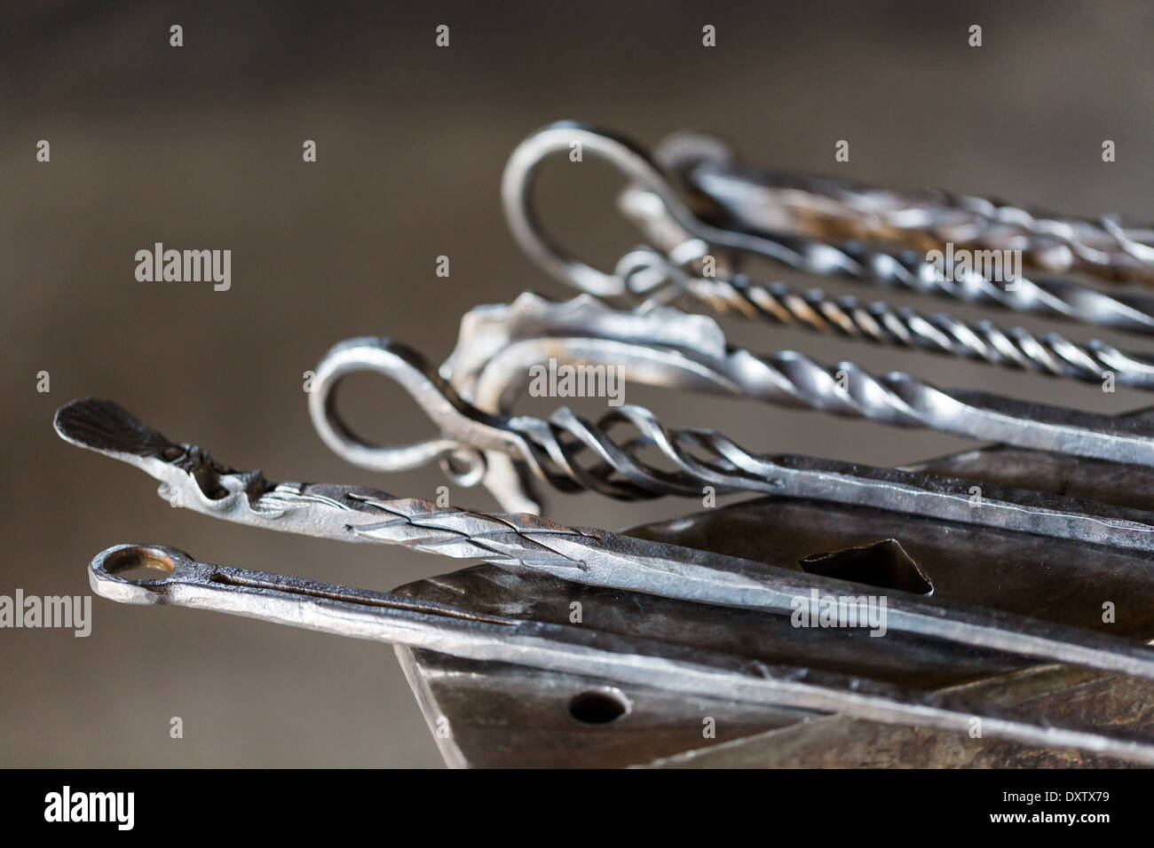 Objects made from iron by blacksmith Stock Photo - Alamy