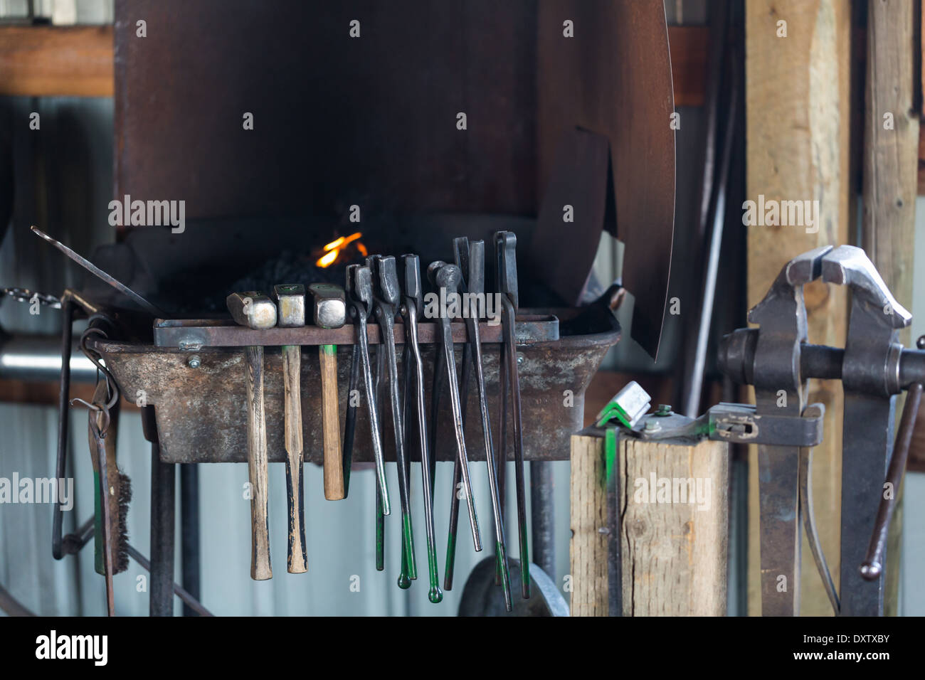 Tools of the blacksmith in blacksmith shop Stock Photo - Alamy