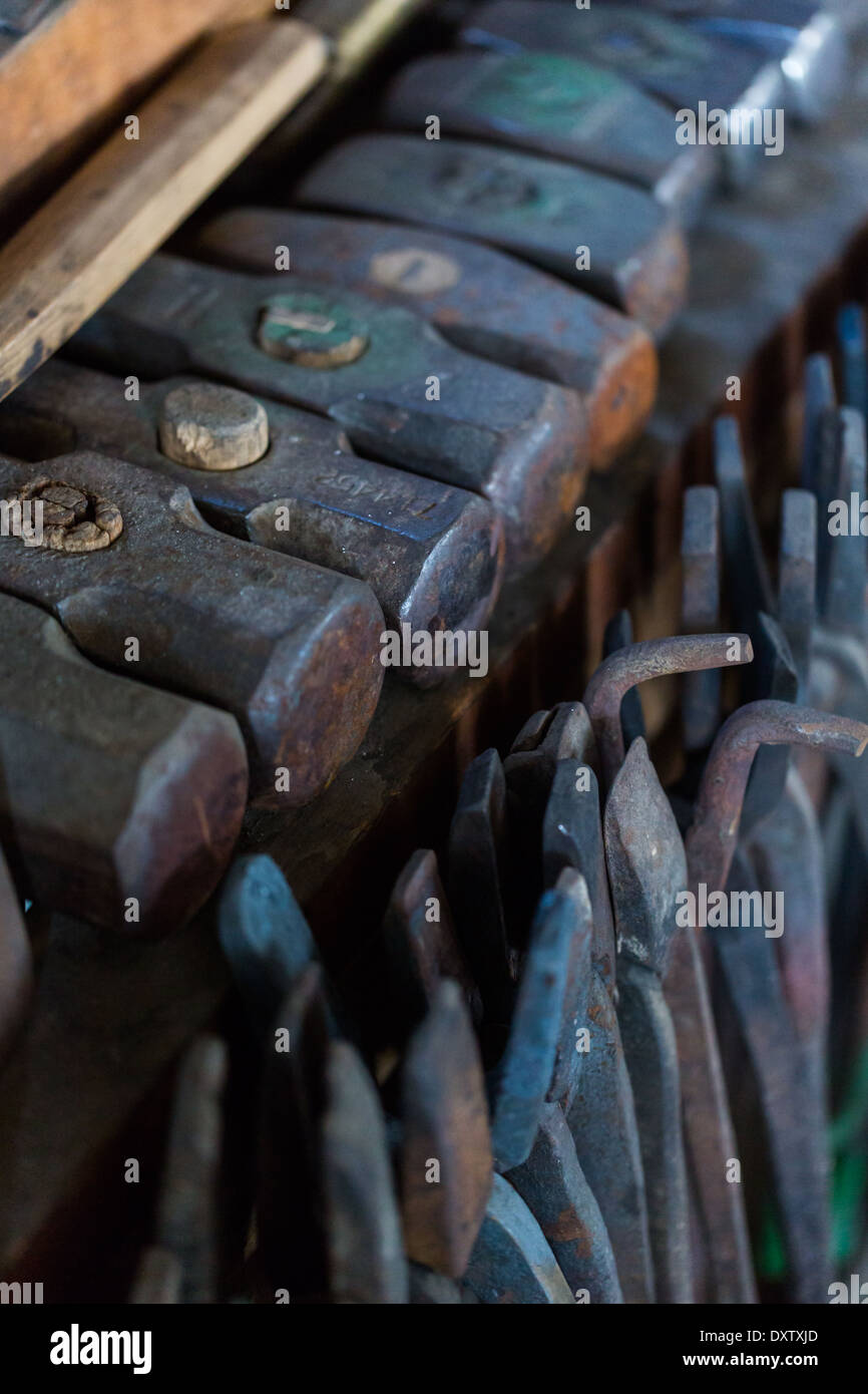 Tools of the blacksmith in blacksmith shop Stock Photo - Alamy